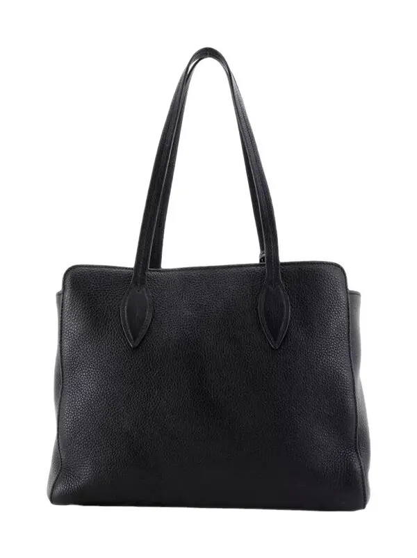Prada Open Shopping Vitello Phenix Medium Tote Bag - Black