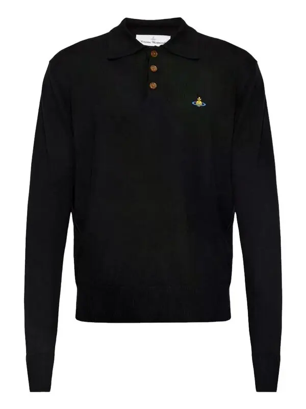 VIVIENNE WESTWOOD Mark Orb-logo Embroidered Polo Shirt - Black