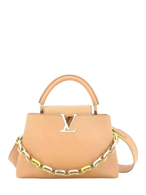 LOUIS VUITTON Capucines Mm Leather Shoulder Bag With Resin Chain - Neutrals