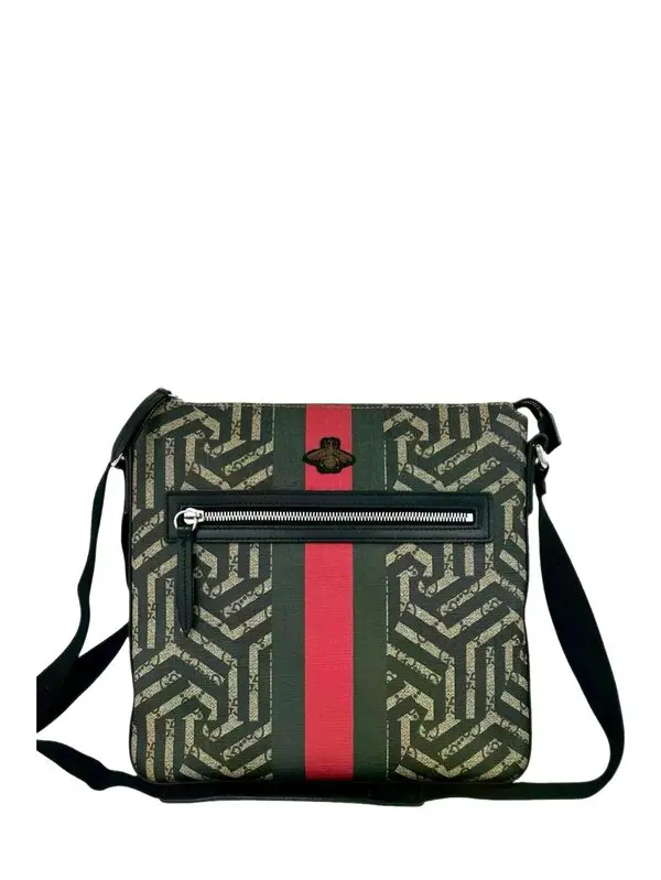 Gucci Gg Supreme Caleido Web Bee Crossbody Bag - Brown