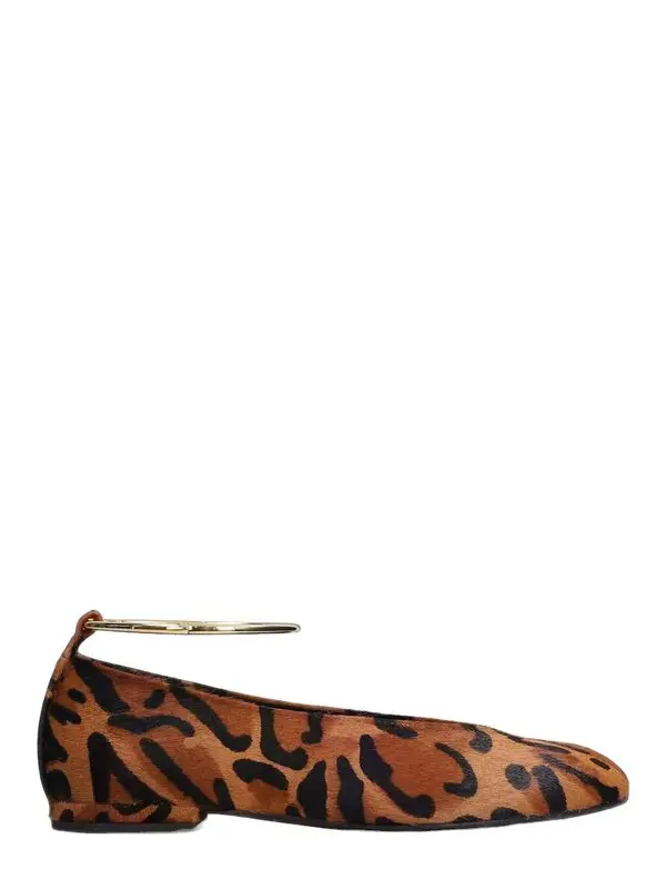 CHANTAL Animal-print Ballet Flats With Bangle Detail - Brown