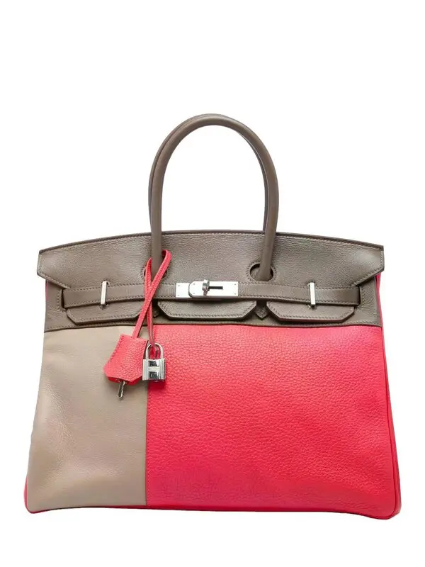 Hermès 2012 Tricolor Clemence And Swift Birkin Cascade Retourne 35 Handbag - Pink