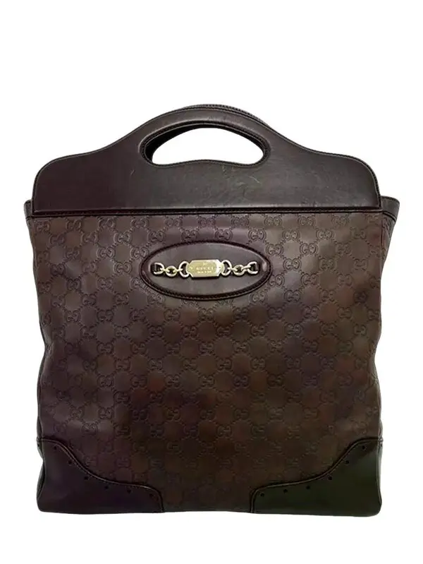 Gucci 2000-2015 Large Guccissima Punch Top Handle Tote Bag - Brown