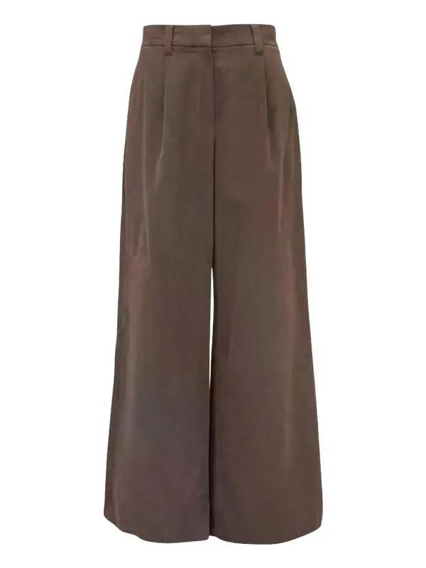 Brunello Cucinelli Pleated Wide-leg Cotton Trousers - Brown
