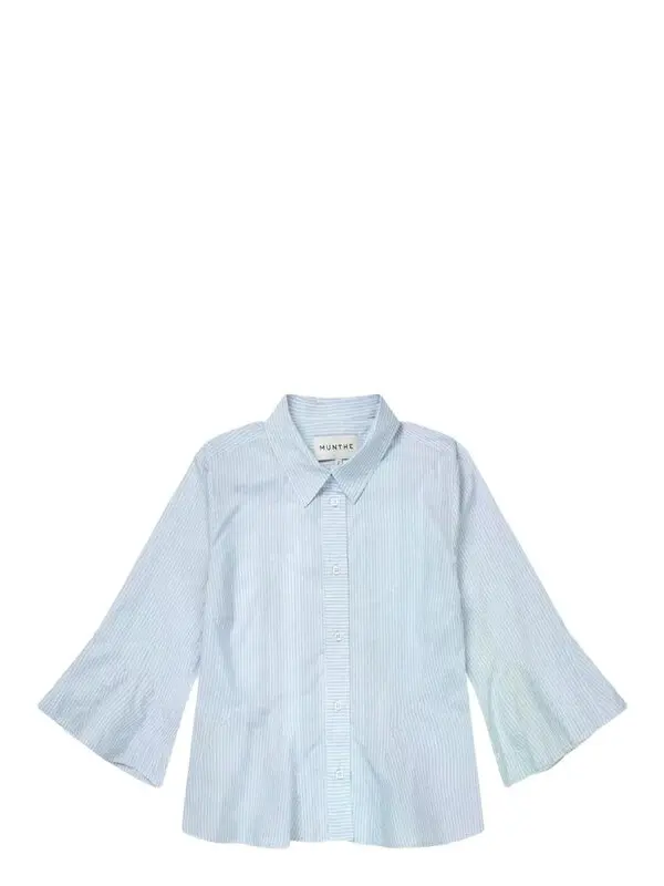 Munthe Veracity Striped Flared-sleeve Shirt - Blue