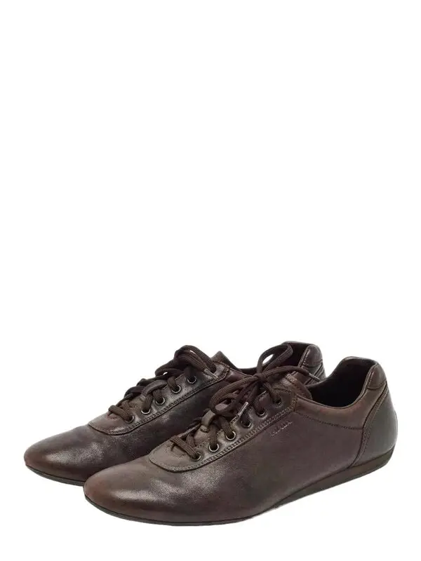 Prada Lace-up Leather Sneakers - Brown