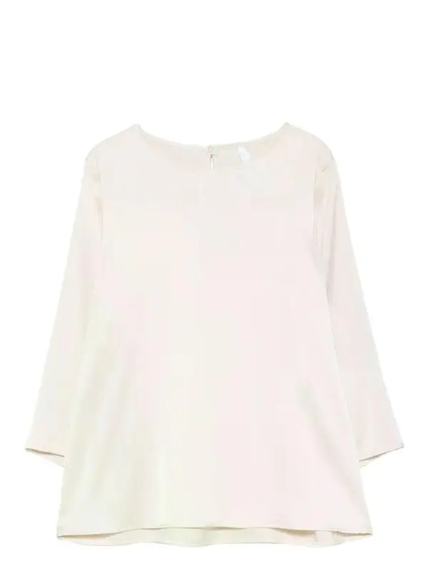 Imperial Satin Finish Keyhole-back Blouse - Neutrals