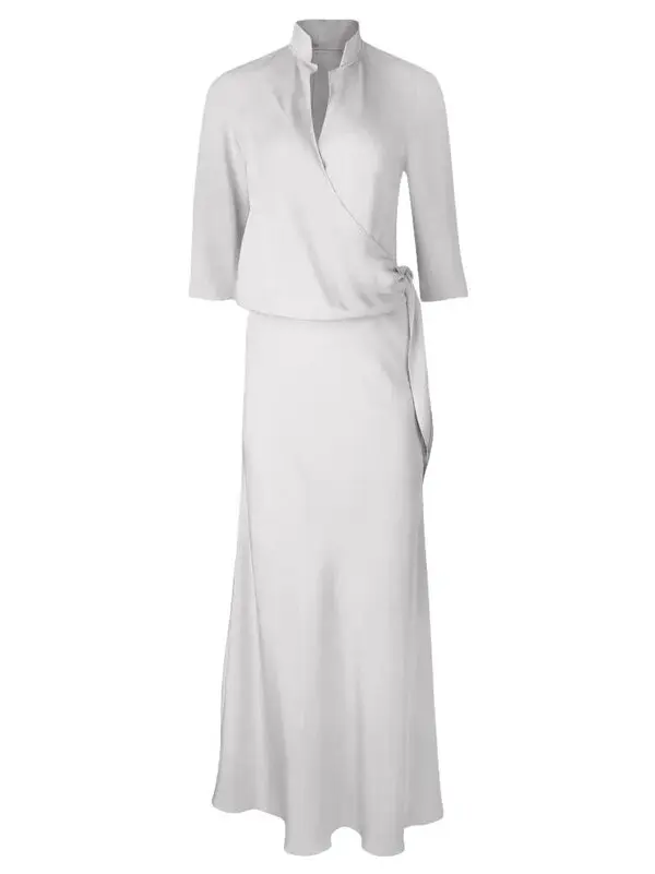 PETER COHEN Wrap Maxi Dress With Stand Collar - Grey