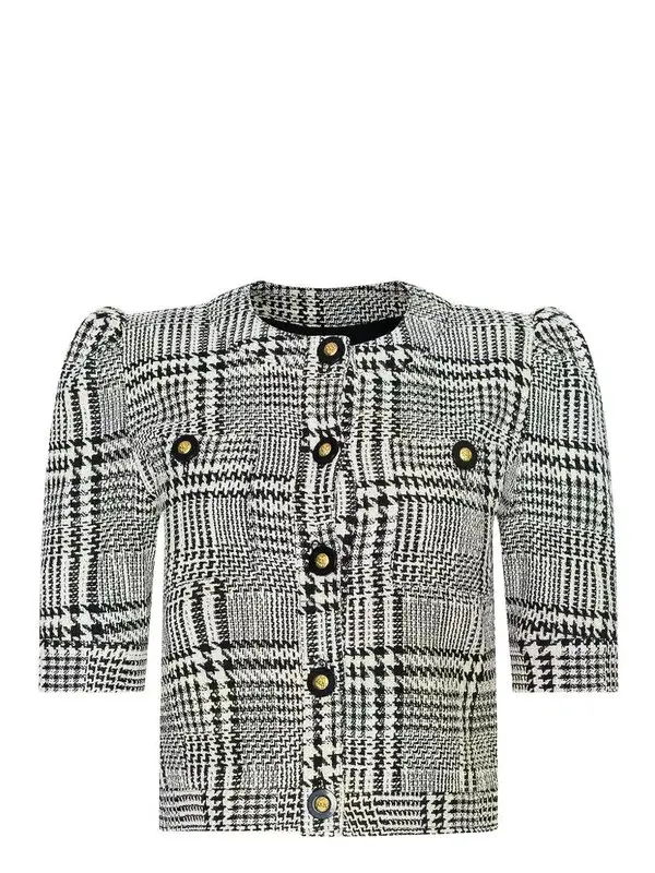 L'Agence Allegra Glen Plaid Cropped Jacket - Neutrals