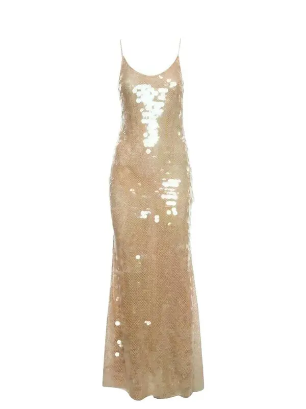 THE NEW ARRIVALS ILKYAZ OZEL Gwyneth Scoop-neck Maxi Dress - Neutrals