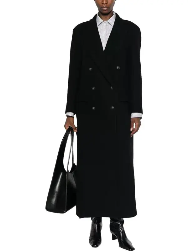 LE SULLY STUDIO Double-breasted Peak-lapel Coat - Black