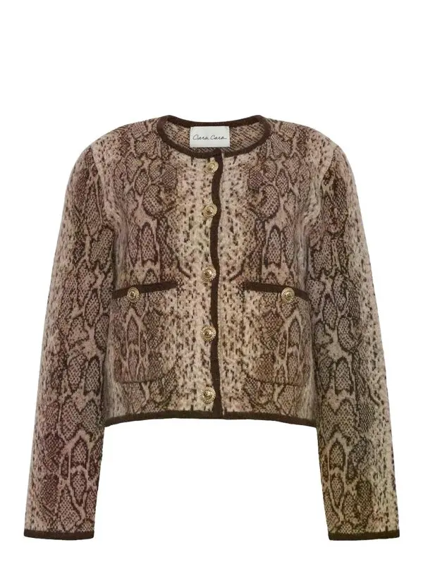 Cara Cara Bristol Snakeskin-print Cardigan - Brown