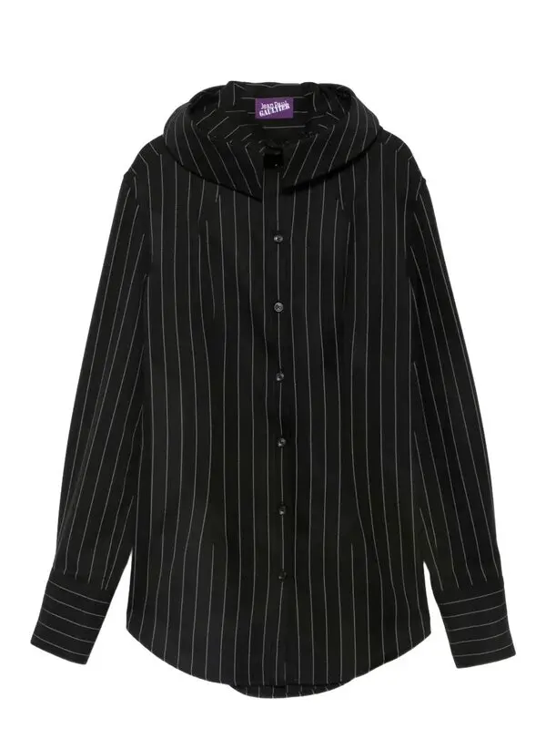 JEAN PAUL GAULTIER Pinstripe Hooded Shirt - Black