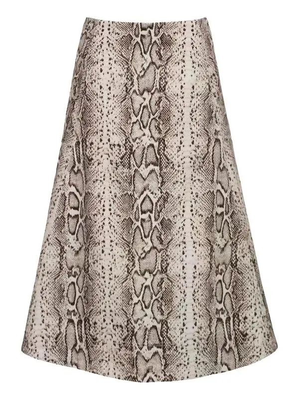 Cara Cara Aisha Snakeskin-print A-line Midi Skirt - Grey