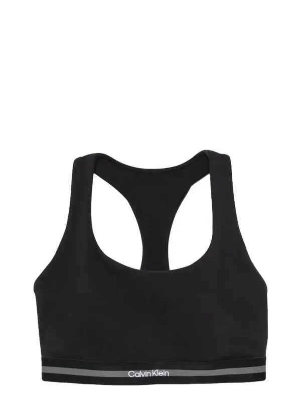 Calvin Klein Logo-tape Racerback Sports Bra - Black