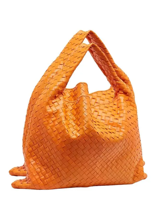 Bottega Veneta Large Hop Intrecciato Leather Tote Bag - Orange