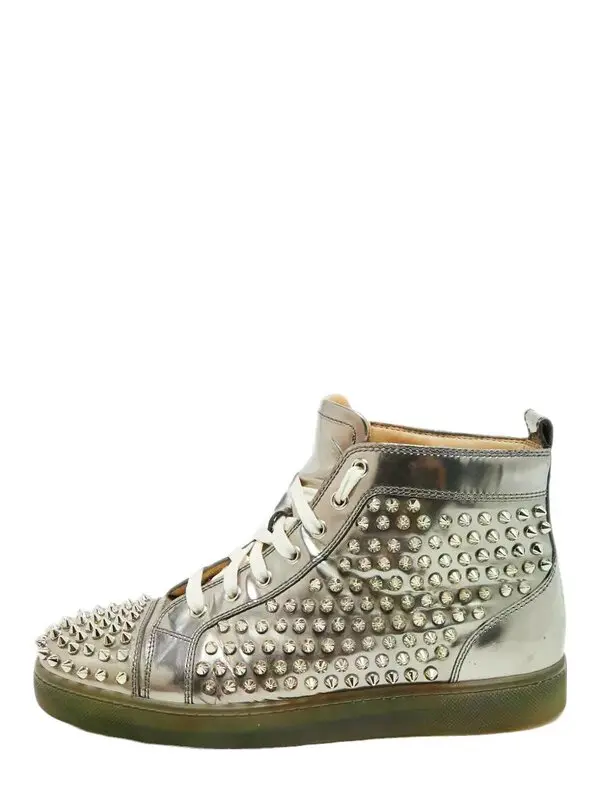 CHRISTIAN LOUBOUTIN Louis Spikes High Top Sneakers - Silver