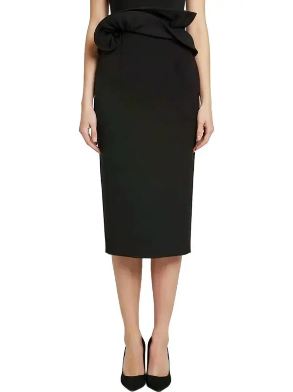 Magda Butrym Flower Detail Ribbed Midi Skirt - Black
