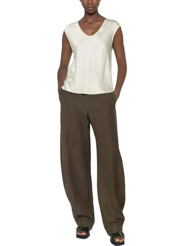 Imperial Sleeveless V-neck Blouse - Neutrals