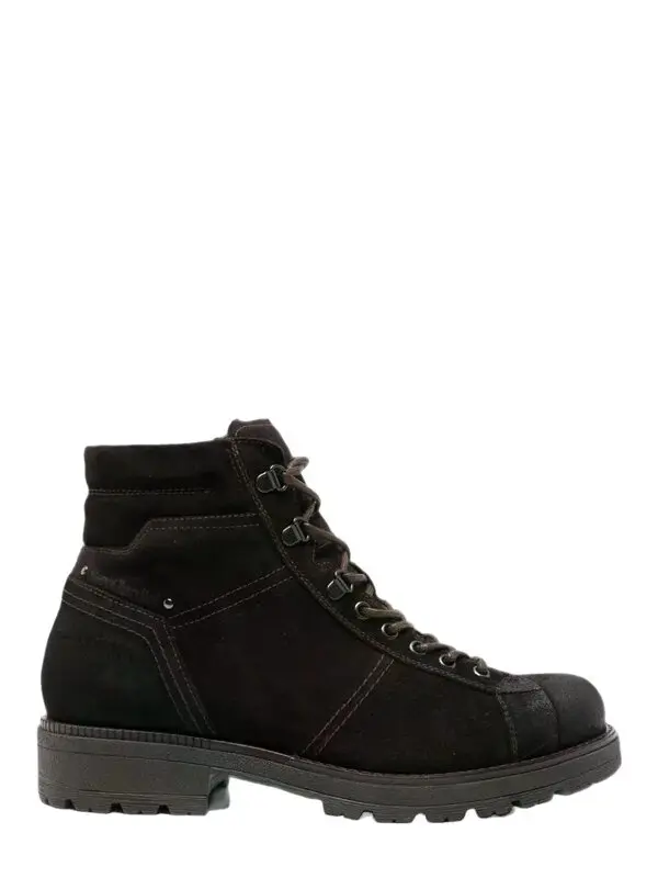 NEROGIARDINI Lace-up Suede Combat Boots - Brown