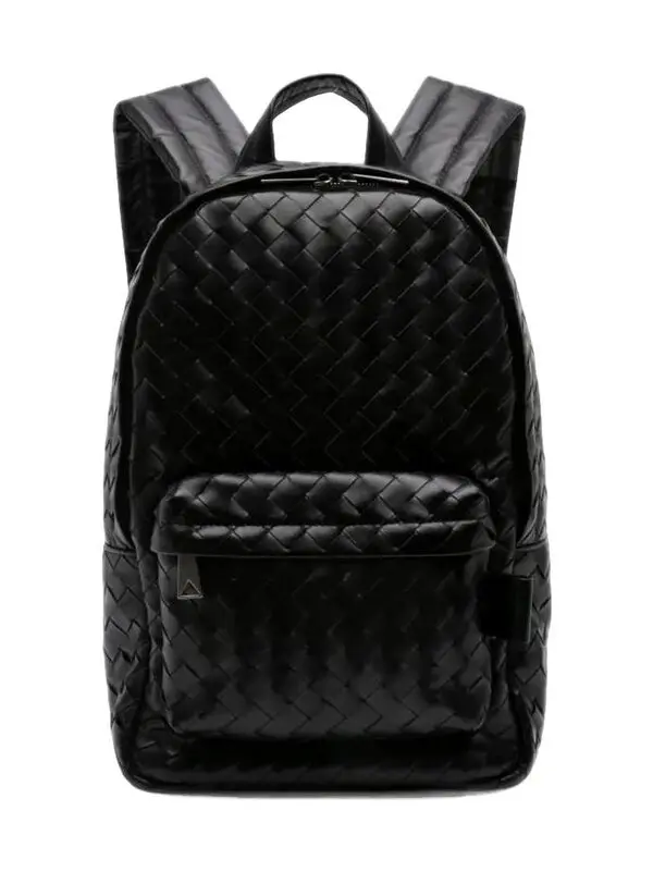 Bottega Veneta Small Leather Intrecciato Backpack - Black