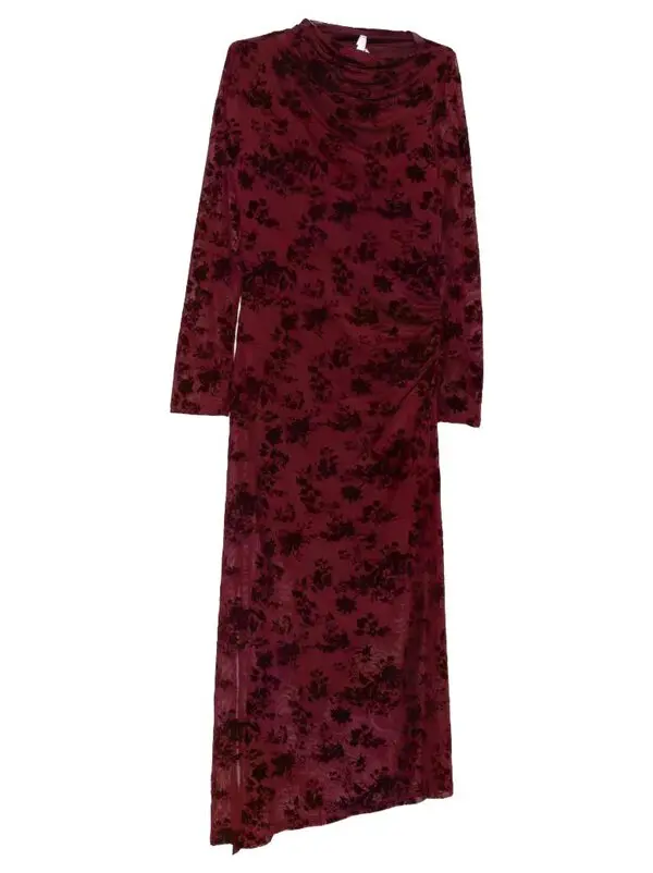 Imperial Floral-devoré Draped Maxi Dress - Red