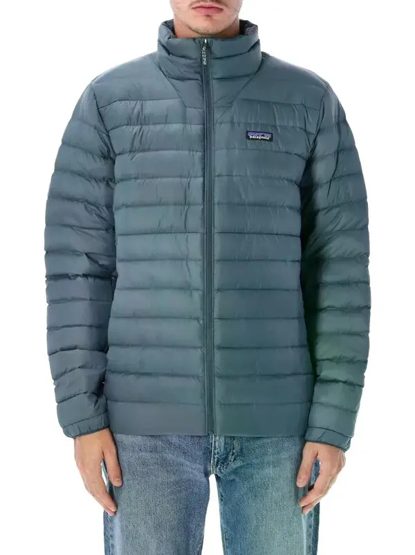 Patagonia Quilted Logo Patch Padded Coat - Blue