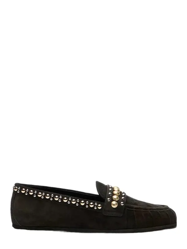 STUART WEITZMAN Perry Stud-embellished Loafers - Grey