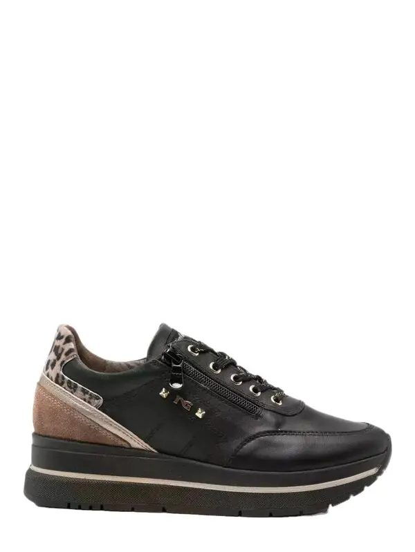 NEROGIARDINI Panelled Leather Sneakers - Black