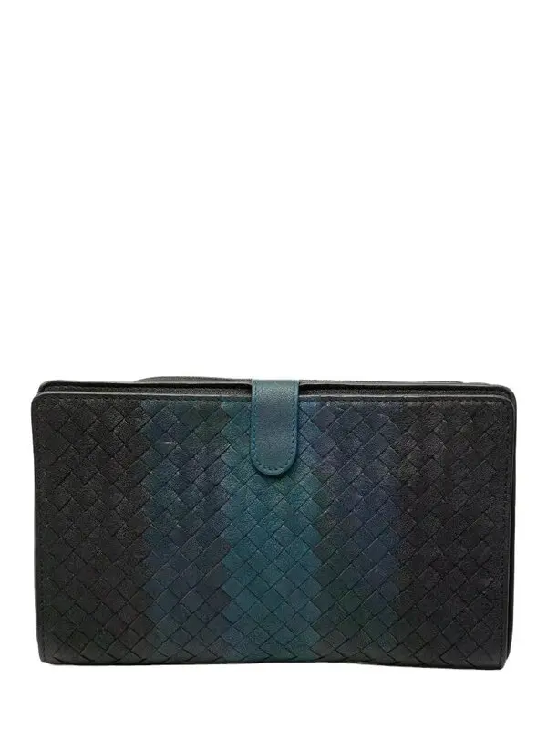 Bottega Veneta Tricolor Nappa Intrecciato Clutch Bag - Black