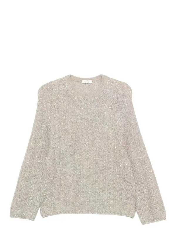 PANICALE Sequin-embellished Ribbed-knit Sweater - Neutrals