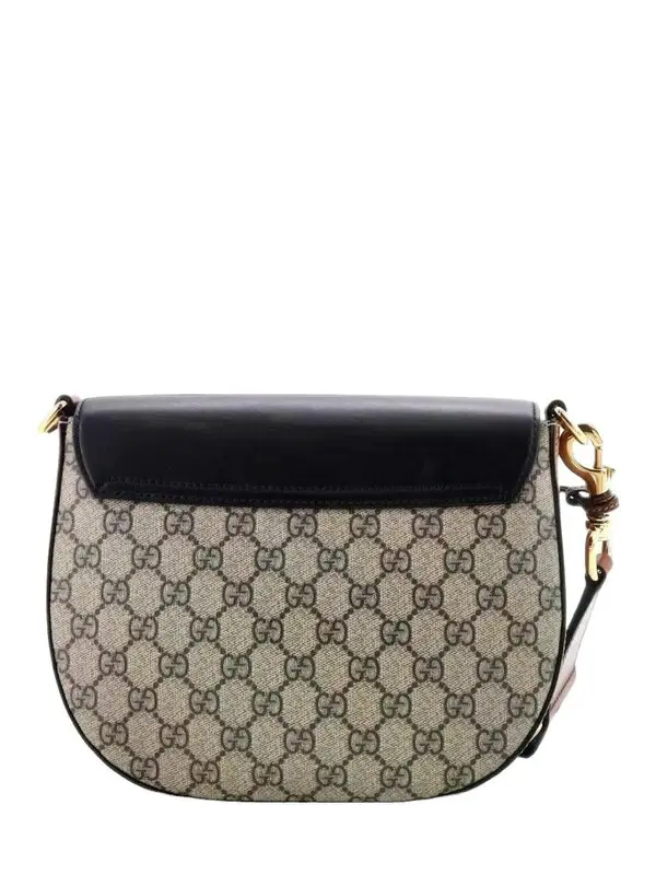Gucci Padlock Saddle Shoulder Bag Gg Coated Canvas And Leather Medium Crossbody Bag - Black
