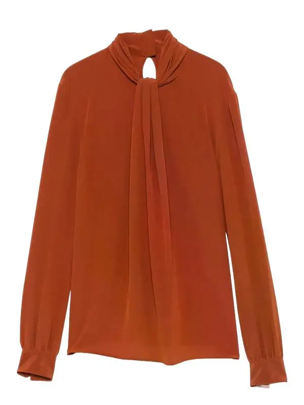 Saint Laurent Long Sleeve Blouse With Buttoned Cuffs - Orange