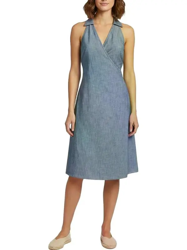 Ralph Lauren Sleeveless Wrap Midi Dress - Blue