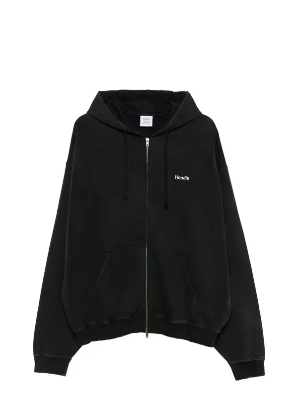 Vetements Logo-print Zip-up Hoodie - Black