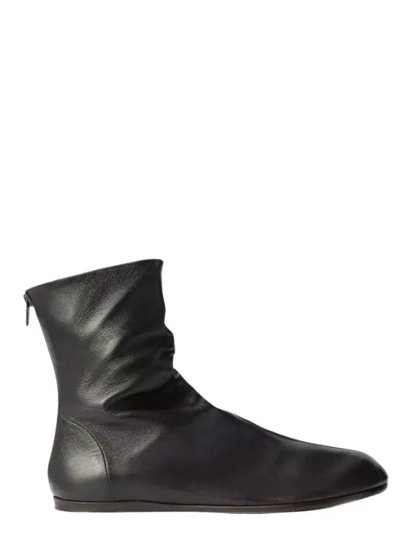 LEMAIRE Sock Ankle Boots In Shiny Nappa Lambskin - Brown
