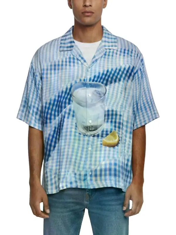 Jacquemus Le Splash Tablecloth-print Shirt - Blue