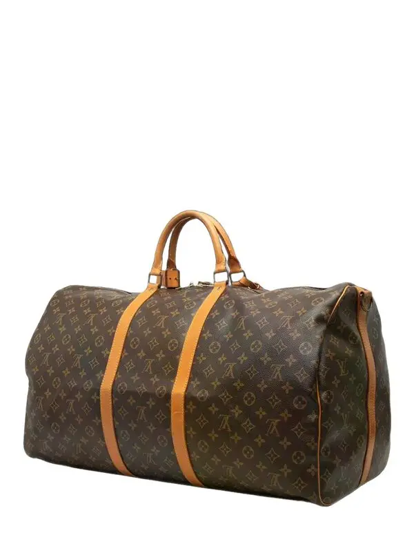 LOUIS VUITTON Monogram Keepall Bandouliere 60 Travel Bag - Brown