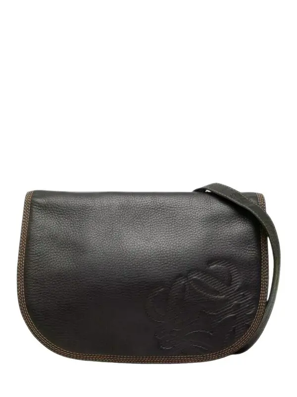 Loewe Leather Anagram Flap Crossbody Bag - Black