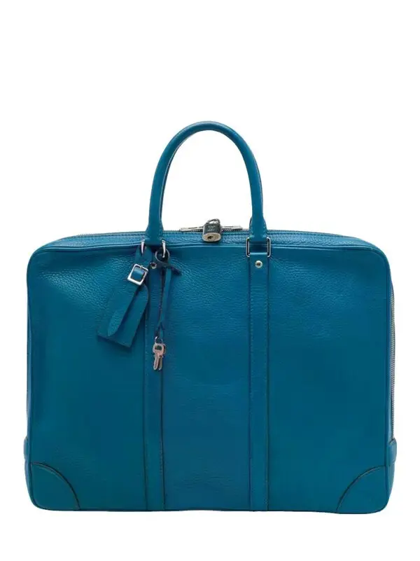 LOUIS VUITTON Grained Calfskin Porte Documents Voyage Business Bag - Blue
