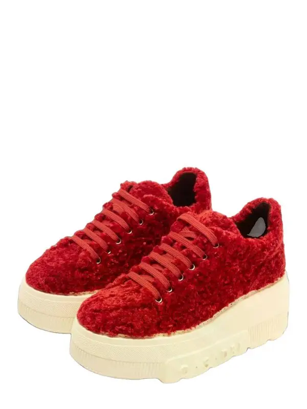 Casadei Nexus Senales Faux-fur Platform Sneakers - Red