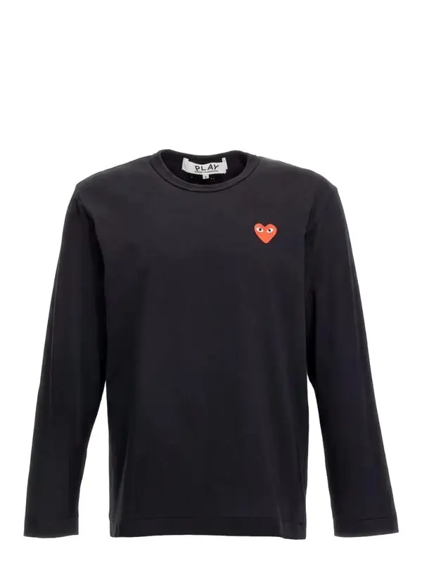 Play Comme Des Garcon Heart-patch Long-sleeve T-shirt - Black
