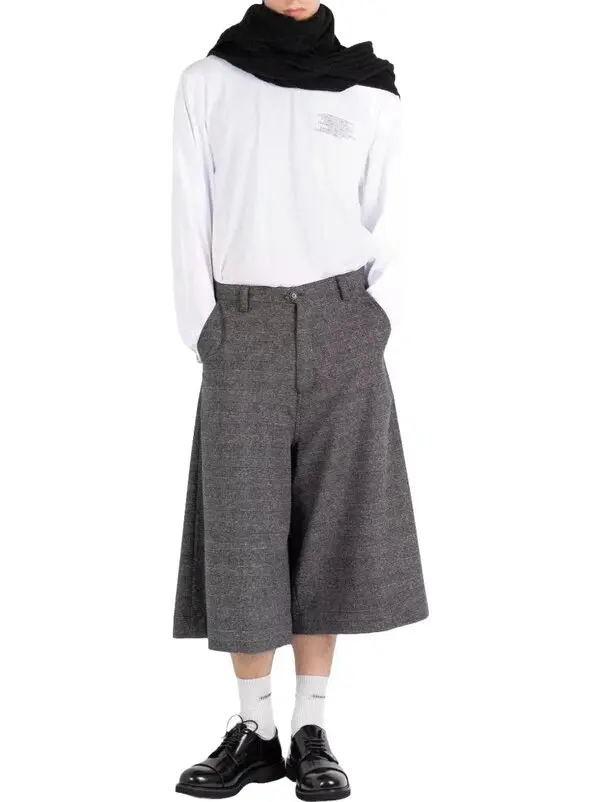 SOCIETE ANONYME Horizontal Stripe Wool Wide Leg Shorts - Grey