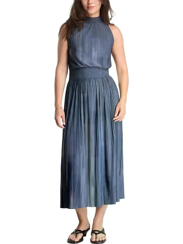 SAMSOE SAMSOE Plissé Effect Shirred Midi Dress - Blue