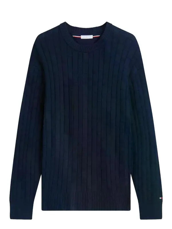 Tommy Hilfiger Basket-weave Crew Neck Sweater - Blue