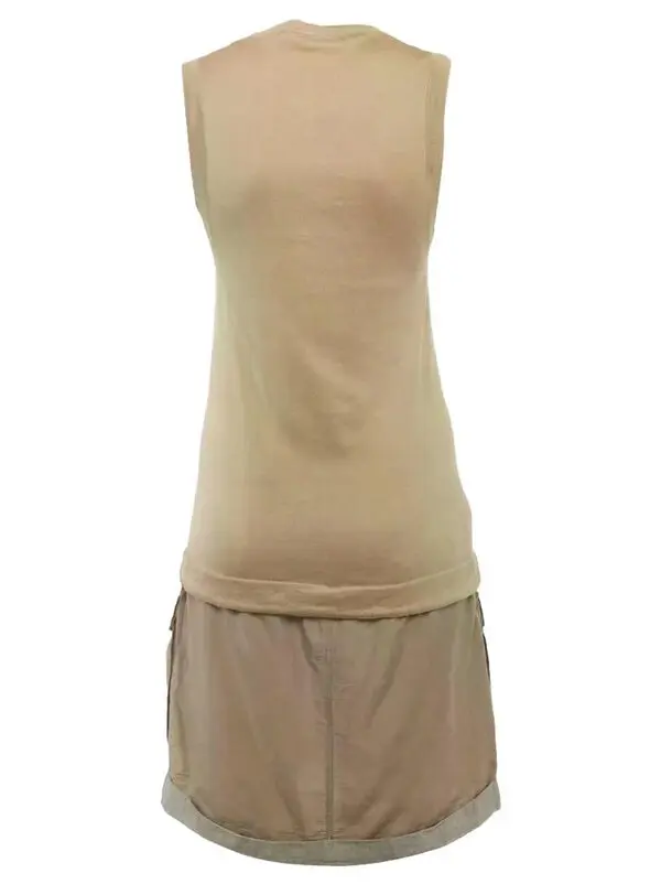 Brunello Cucinelli Sleeveless Knit Dress With Drawstring Waist - Neutrals