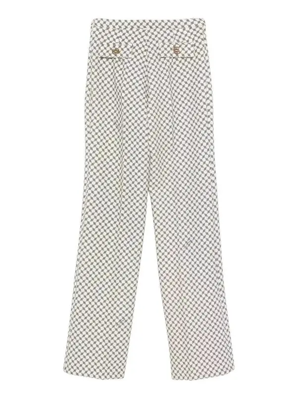 Elisabetta Franchi Monogram Print Trousers - Neutrals