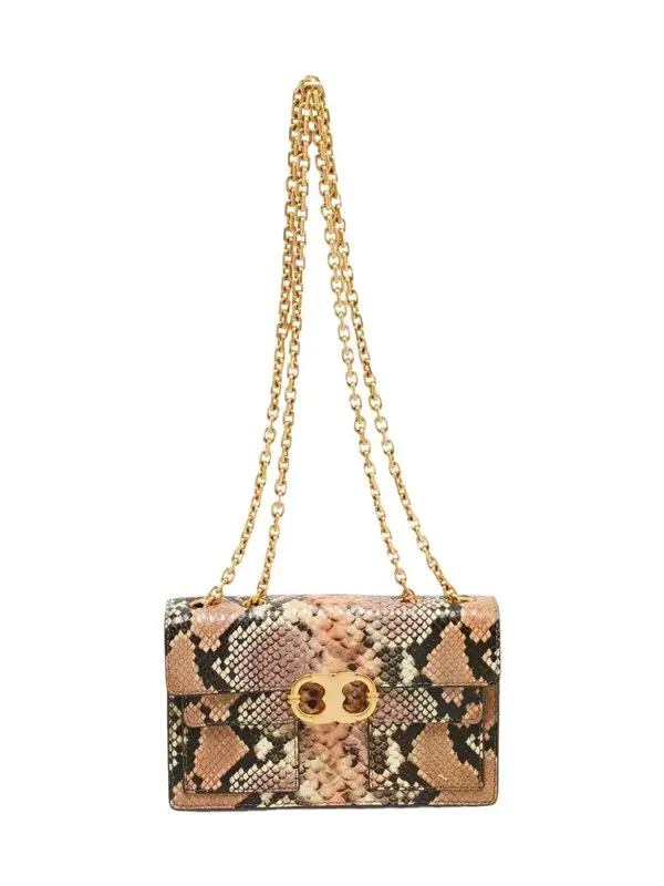 Tory Burch Gemini Python-embossed Shoulder Bag - Neutrals