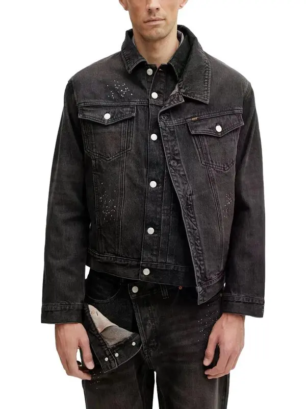 Andersson Bell Crystal-embellished Washed Denim Jacket - Black