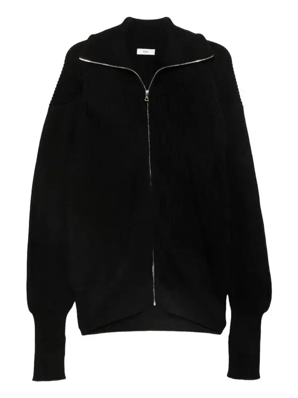 RIER Fisherman-rib Zip-fastening Cardigan - Black